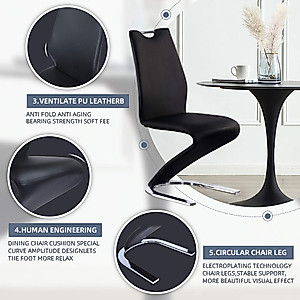 Dining Chairs Set of 2, Modern Simple Kitchen & Dining Room Chairs with Comfortable Ergonomics Back Faux Leather Chair and Carbon Metal Chair Legs