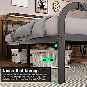 Umyder Full Size Bed Frame with Headboard and Footboard,14 Inch High Metal Platform Bedframe with Sturdy Steel Slats Support,No Box Spring Needed,for Teen,Noise Free,Easy Assembly,Anti-Slip