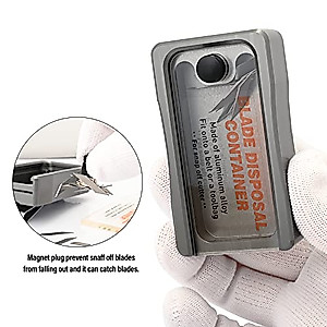 NEWISHTOOL Aluminum Alloy Disposal Blade Box to Break Snap Off Blade and Storage Used Blades, with Magnet and Hanging Clip Blade Disposal Container Safe to Dispose of Most Utility/Razor Blades