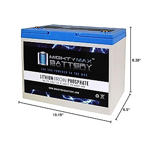 Mighty Max Battery Mighty Max Battery ML75-12LI - 12 Volt 75 AH Deep Cycle Lithium Iron Phosphate (LiFePO4) Rechargeable and Maintenance Free Battery