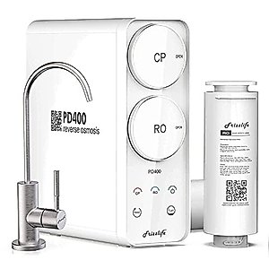Frizzlife Reverse Osmosis System - Tankless 400 GPD Drinking Water Filtration System, Quick Twist Under Sink RO Filter - with one Extra TD-9 Alkaline Filter