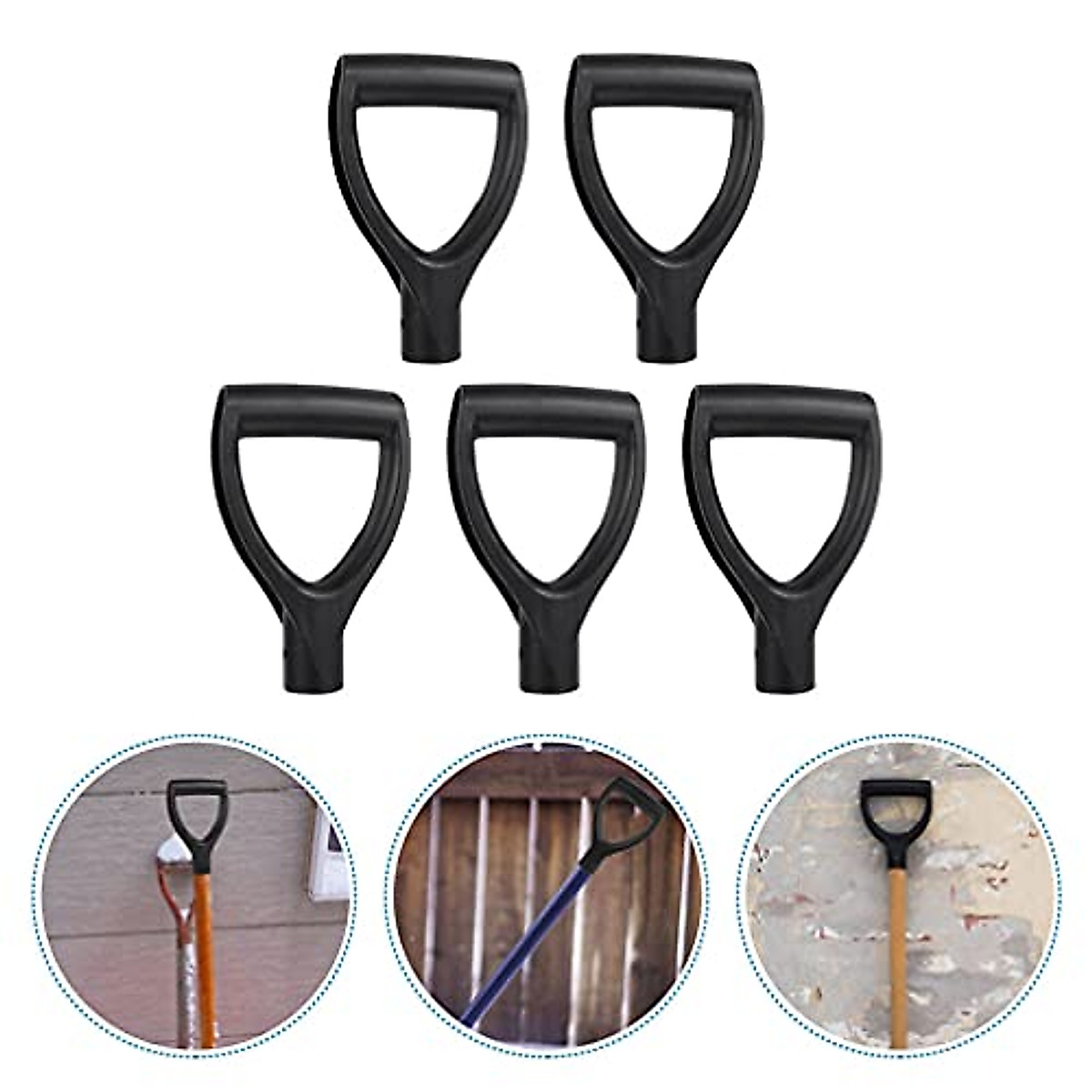 Yardwe 5Pcs Plastic Spade Handle Shovel D Grip Handle Spade Snow Shovel Handle Spade Snow Scoop Digging Raking Tools Garden Accessories Black