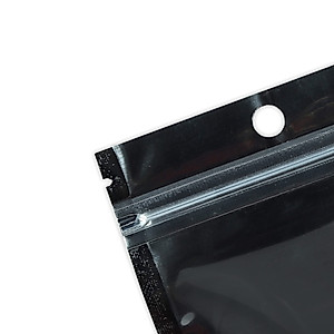 QQ Studio 100 Bags Resealable Aluimum Zipper Seal Food Storage Bags with Clear Window Stand Up Bottom Gusset Pouch for Snack Peanuts (4 Inch x 6 Inch, Black & Clear)