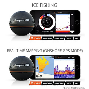 Deeper Smart Sonar PRO+ Series, 2.55", Black - GPS, Wi-Fi Connected Wireless, Castable, Portable Smart Fishfinder for iOS & Android Devices, Z-Tool & Universal Waterproof Cellphone Case (Bundle)