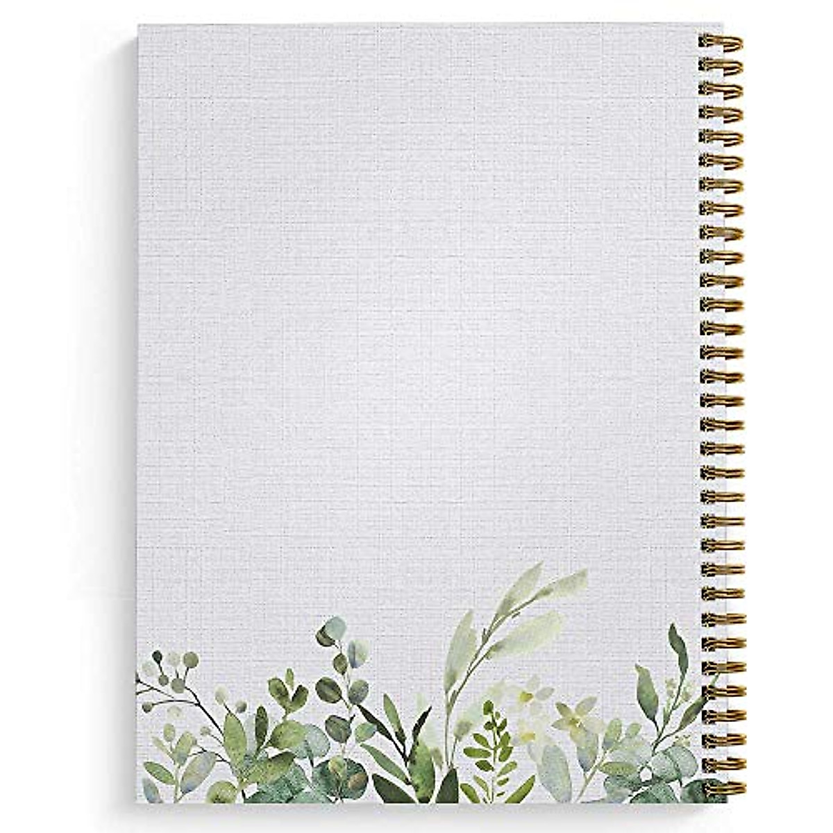 Softcover Abundant Greenery 8.5" x 11" Spiral Notebook/Journal, 120 College Ruled Pages, Durable Gloss Laminated Cover, Gold Wire-o Spiral. Made in the USA