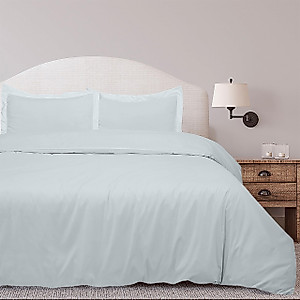 ROYALE LINENS White Duvet Cover Queen Size - 3 Piece Bedding Comforter Covers - Zipper Closure - 1 Queen Duvet Cover 90x90 inches and 2 Pillow Shams - No Comforter Included