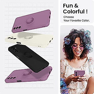 ZIYE Samsung A13 5G Phone Case with Ring Stand Holder Clip Kickstand Skin-Friendly Touch Silicone Case with 360°Rotatable Ring Kickstand Cover- Purple