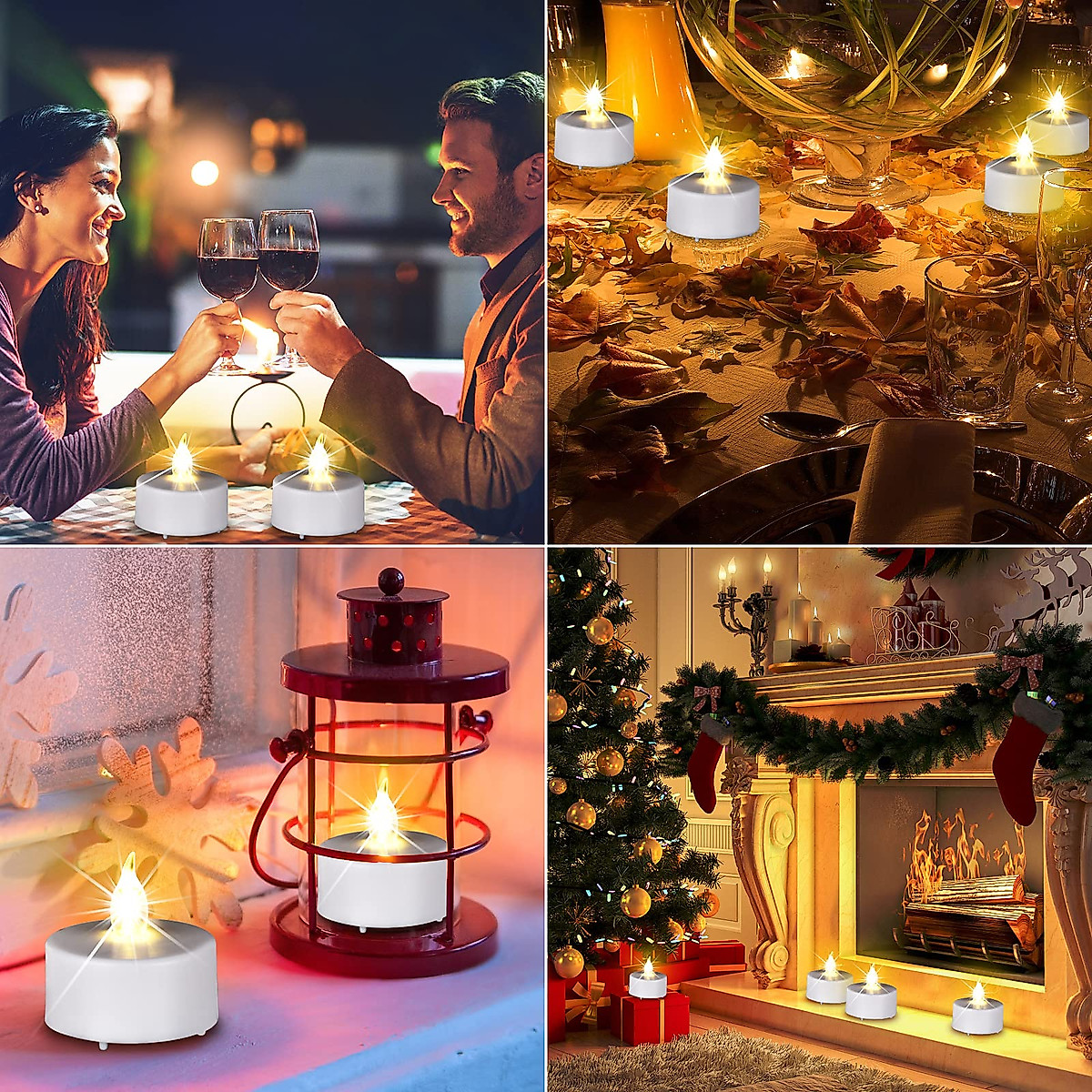 Boakboary Tea Lights Flameless Battery Operated Candles-LED Flickering Votive Candle Long Lasting 200 Hours,24 Pack Realistic and Bright for Seasonal Festive Celebrations Decoration Warm White