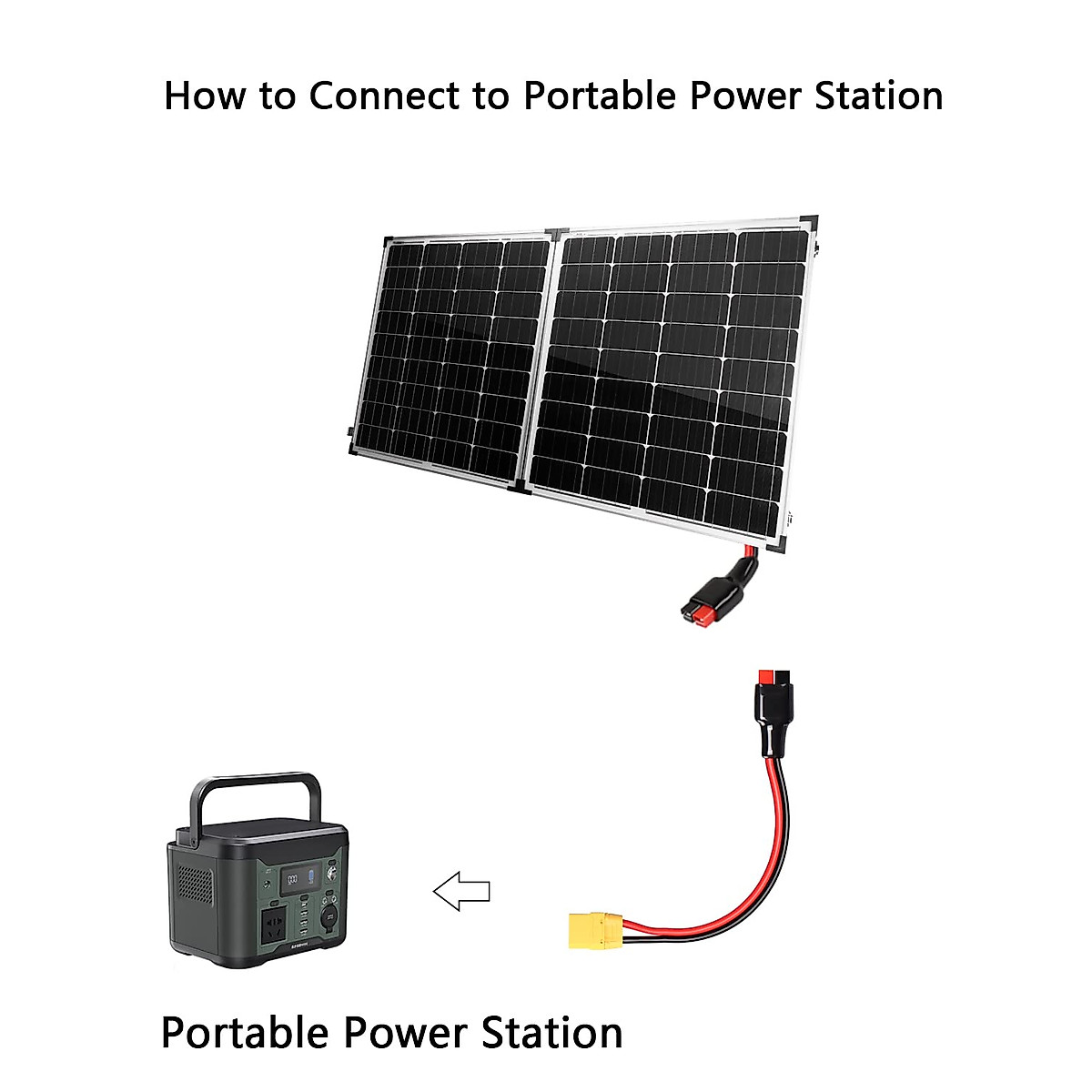 CERRXIAN 3.2FT 12AWG XT90 Female to Solar Panel Connector 30A Power Pole Port Extension Cable for Electric Bike, Solar Panel to Portable Generator(XT90-F)