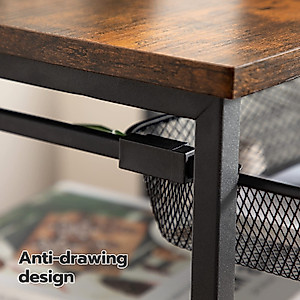 HOOBRO Printer Stand, 3 Tier Printer Cart with power outlet and USB Port, Industrial Printer Table Rolling Cart with Storage Drawer on Wheels, for Home Office, Rustic Brown and Black BF23UPS01