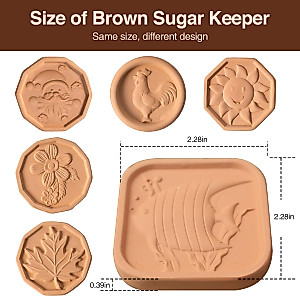 Dizzily 6 Pcs Brown Sugar Keeper, Terracotta Brown Sugar Disc Saver, Brown Sugar Softener for Food Storage Containers, Multiple Uses for Food Storage Containers, Reusable and Food Safe