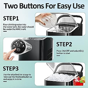 ZAFRO Ice Maker Countertop 2 Sizes Ice Machine, 8 Bullet Ice 9 Mins, 26.5lbs/24H, Portable Ice Maker with Self-Cleaning,Handle and Basket,Black