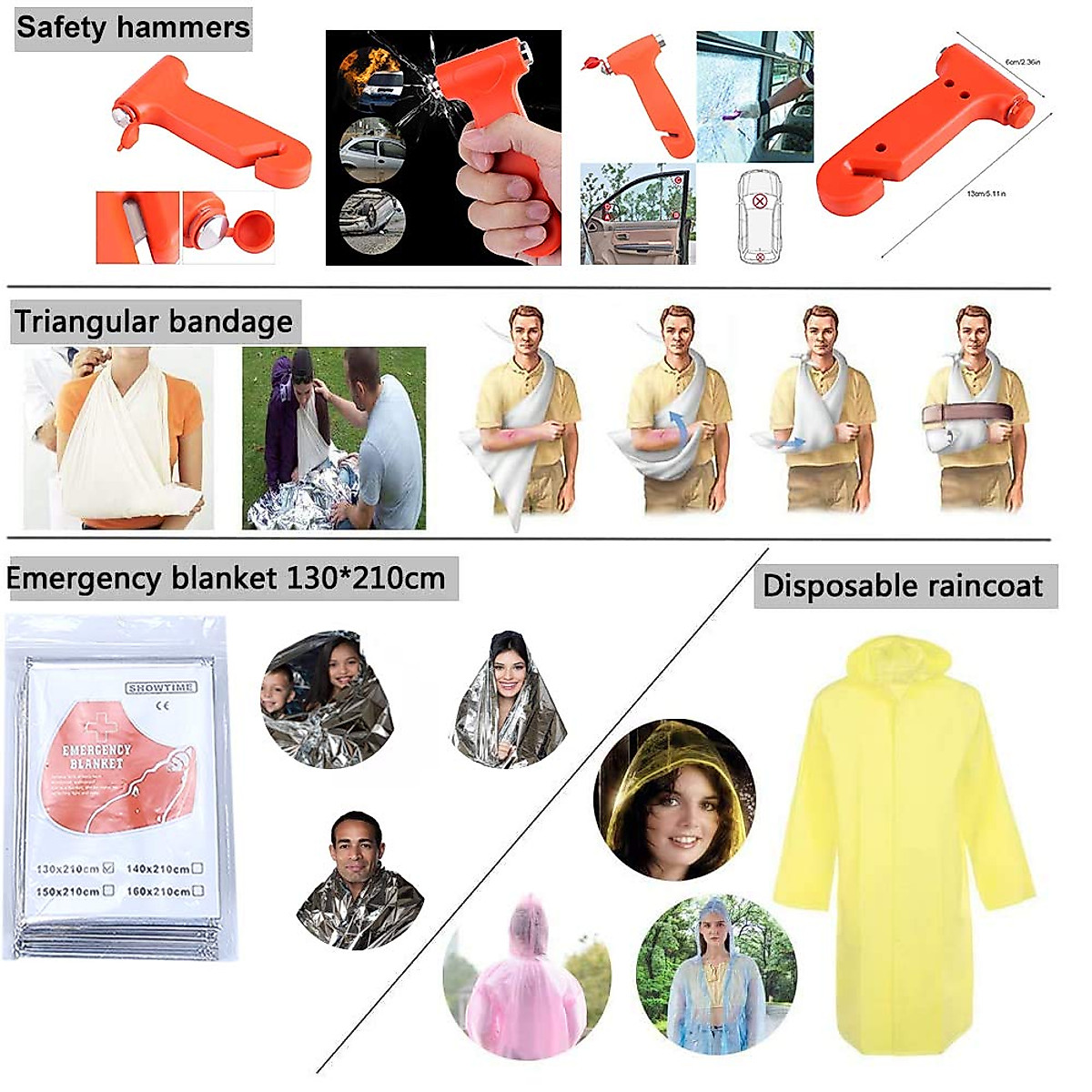 First Aid Kit - 230 Piece - for Car, Home, Travel, Camping, Office or Sports | Red Bag/Reflective Cross, Fully Stocked with Essential Supplies for Emergency and Survival