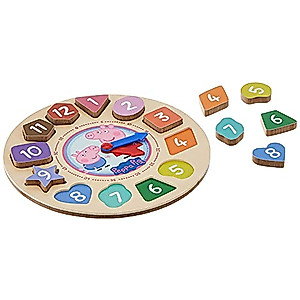 Peppa Pig Shape Sorter Clock Puzzle for 36 months to 48 months, 14Pieces (12Piece numbers + Clock + Stand )