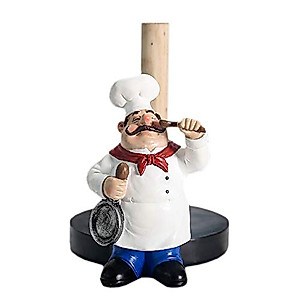 MASSJOY Chef Style Paper Towel Holder, Resin Crafts Display for Kitchen Cafe Western Restaurant Cake Shop Dessert Shop.