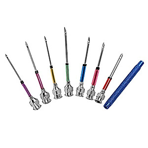 SINGER 8 Piece Punch Needle Embroidery Kit with 7 Assorted Size Punch Needle Heads, Interchangeable Handle, and Punch Needle Storage Case