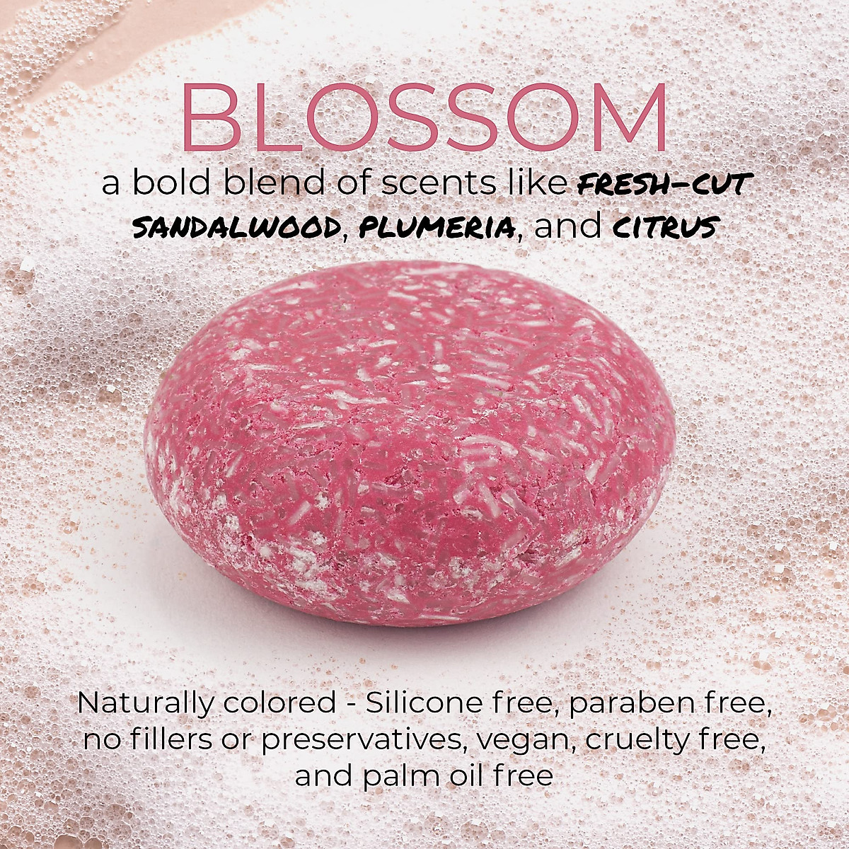 Suds & Co. Solid Shampoo Bar, Zero Waste Shampoo, Natural Shampoo Bar Soap, Sustainable, Eco-Friendly Hair Care - Blossom, 3.0 Ounce