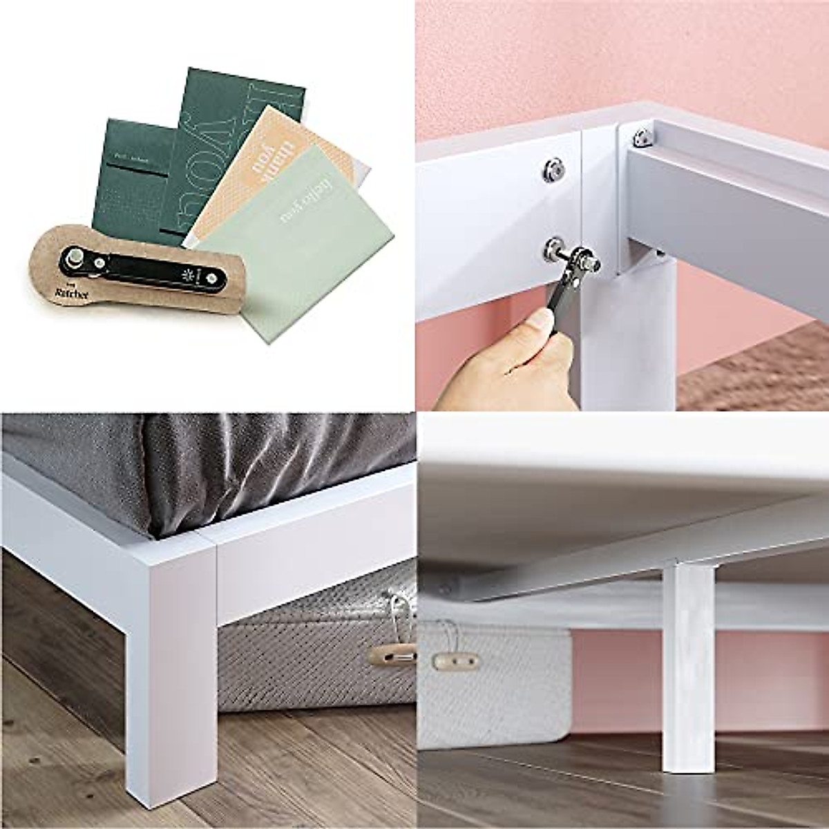 ZINUS Arnav Metal Platform Bed Frame / Wood Slat Support / No Box Spring Needed / Easy Assembly, White, Full