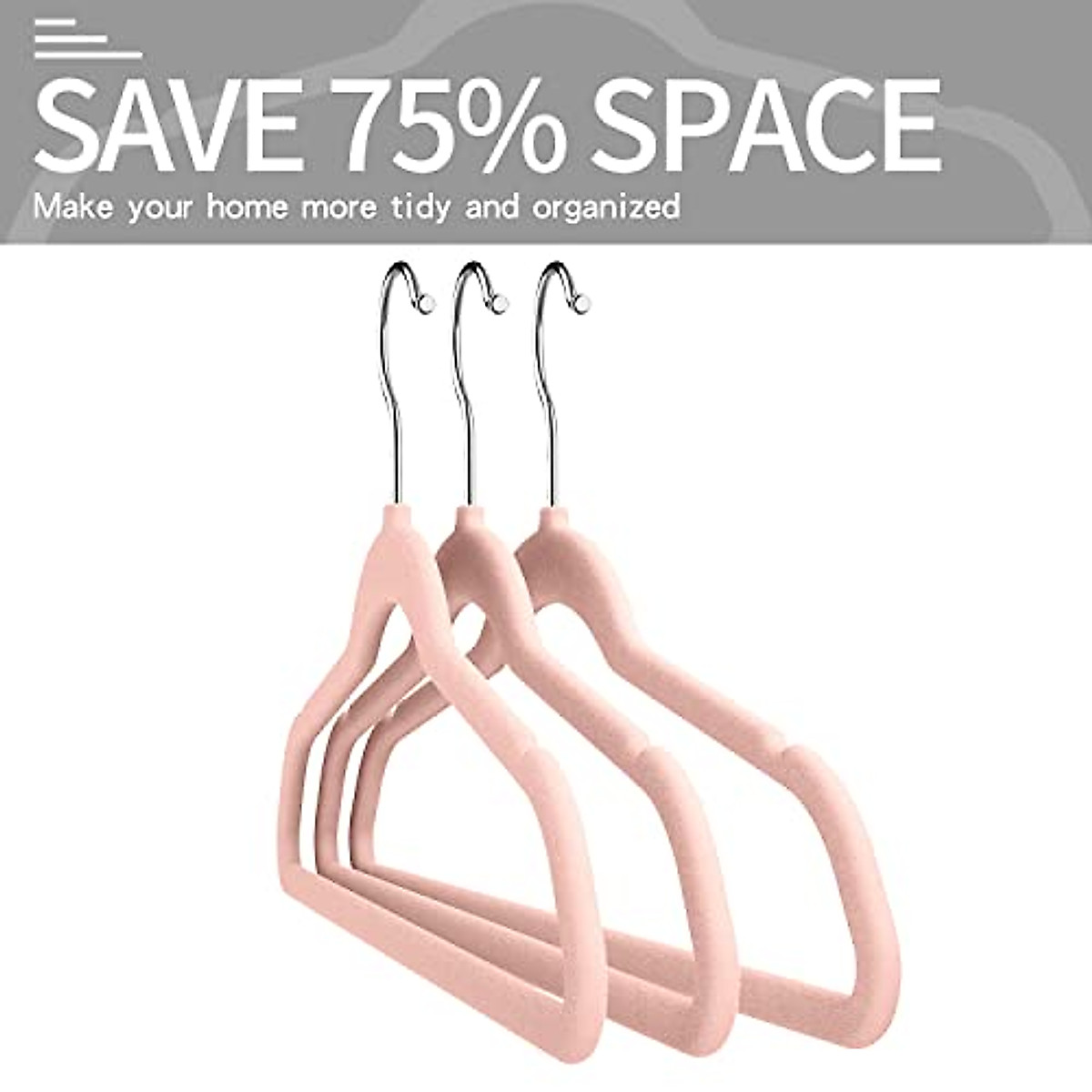 Velvet Clothes Hangers (50 Pack) Heavy Duty Durable Suit Hanger Vibrant Color Hangers Lightweight Space Saving Coat Hangers for Closet -Blush Pink