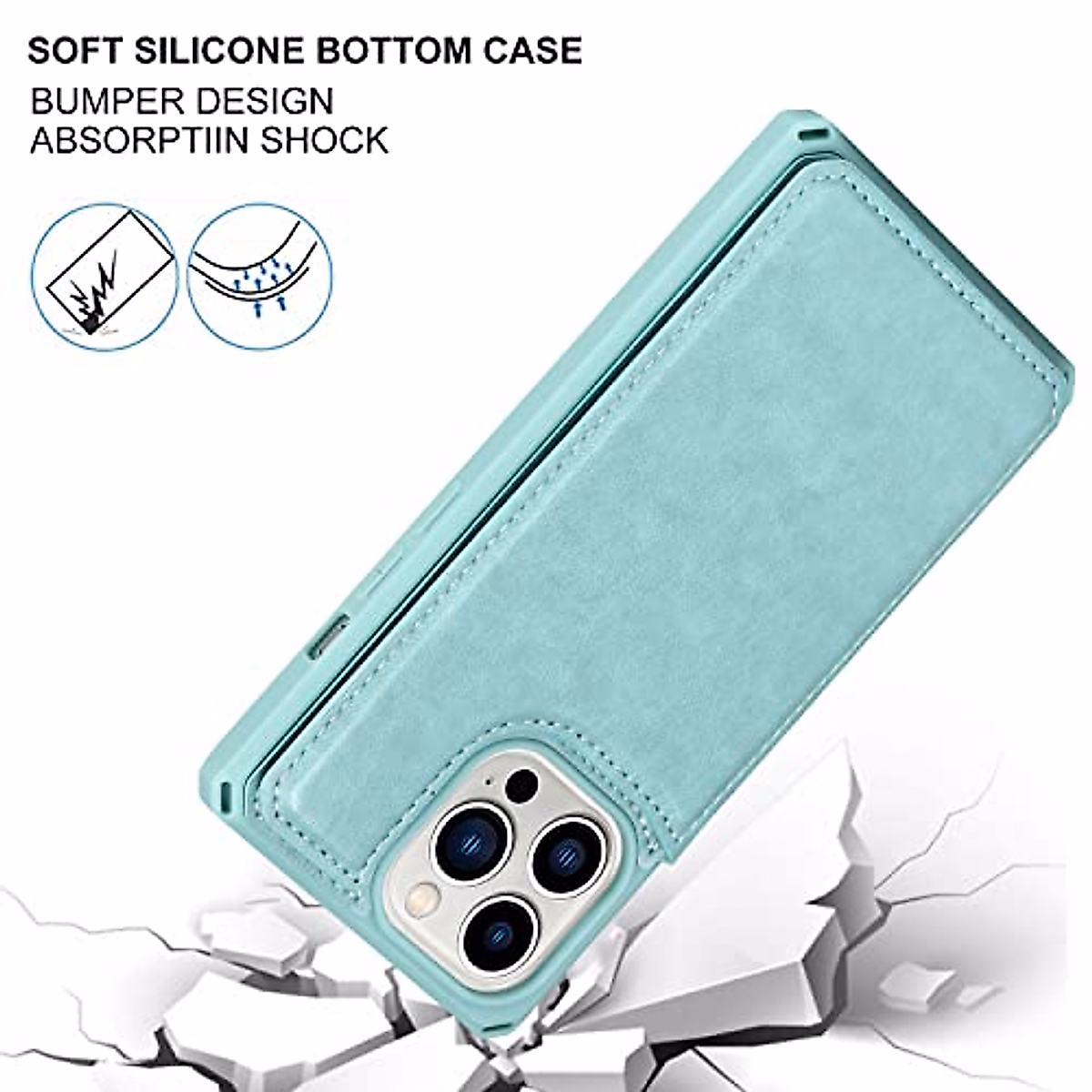 Cavor for iPhone 13 Pro Max Phone Case with Card Holder,[3 Card Slots] [with Lanyard] PU Leather Flip Shockproof Case Wallet for iPhone 13 Pro Max-Green