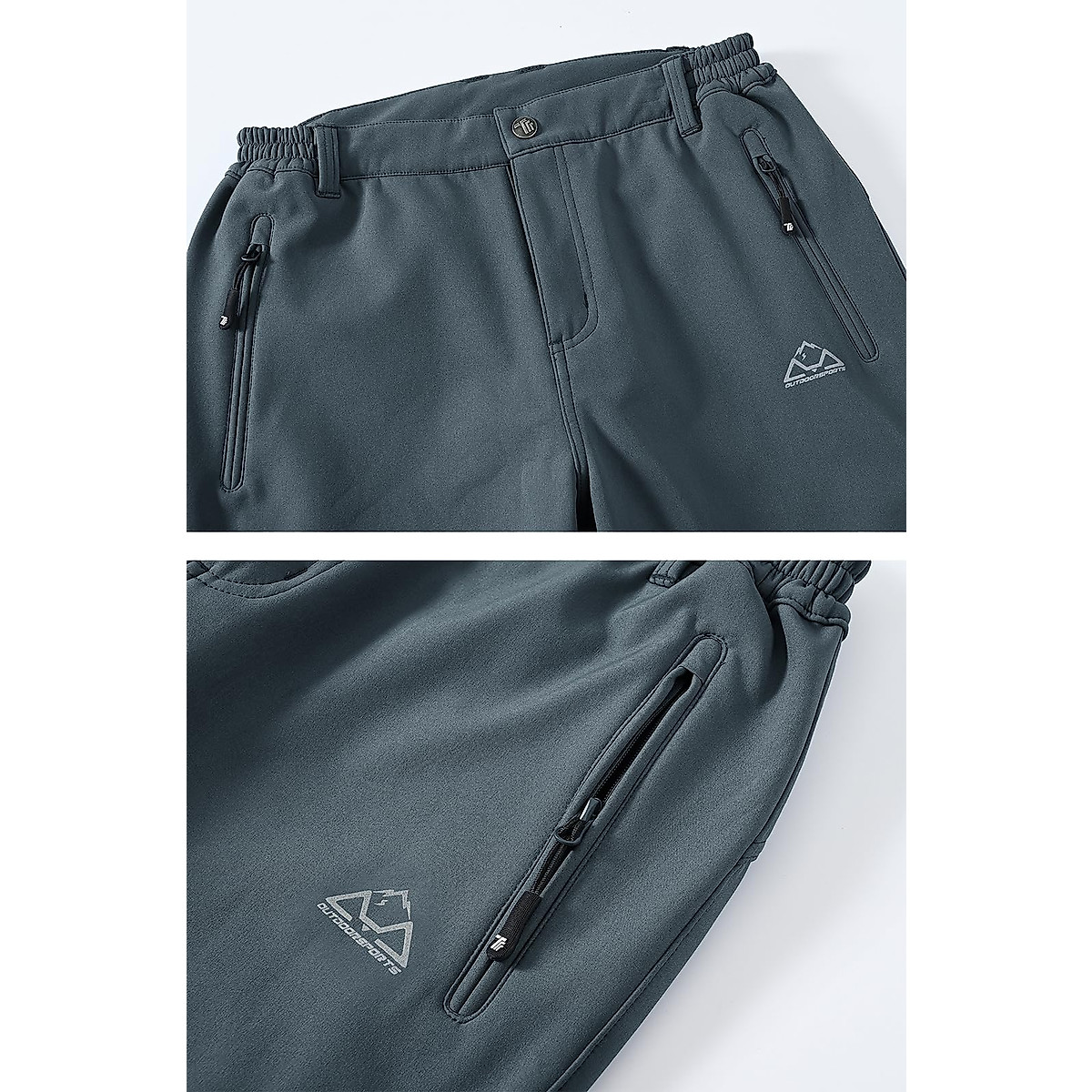 YSENTO Women's Snow Ski Waterproof Fleece Lined Pants Insulated Softshell Hiking Mountain Pants Grey Size XL