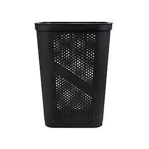 Mind Reader 60L Slim Laundry Hamper, Clothes Basket, Lid, Ventilated, Plastic, 17.25"L x 13.75"W x 23.5"H, Set of 2, Black