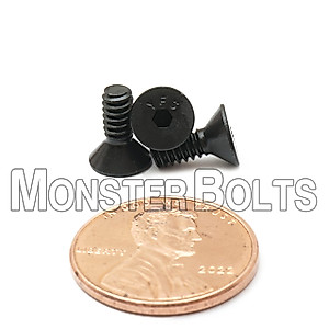 MonsterBolts - #6-32 x 3/8" Flat Head Socket Cap Screws, ASTM F8356, Alloy Steel, Black Oxide, 10 Pack