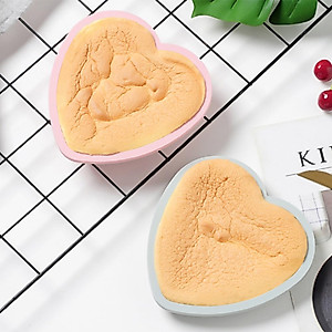 JINJIASUYISU 2 Pcs Silicone Cake Mold, Rainbow Cake Baking Pans, Heart Shape, Non-Stick, Easy to Clean, Ideal for Making Layer Cakes, Pizza, Vegetable Pancakes, Bread, Resin Art