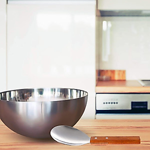 2Pcs Japanese Rice Spatula Versatile Non Stick Serving Spoon with Wood Handle Tofu Scoop Spoon for Home Kitchen Small