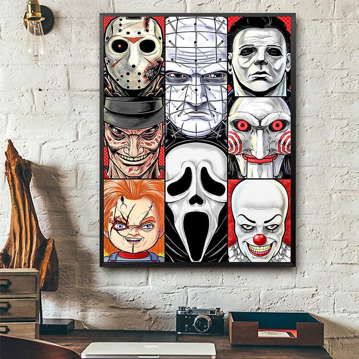 WIGOR 5D Diamond Painting Kits for Adults Halloween Diamond Arts Horror Diamond Painting DIY Full Round Drill for Home Wall Decor and Adults Kids Holiday Gift 12X6inch