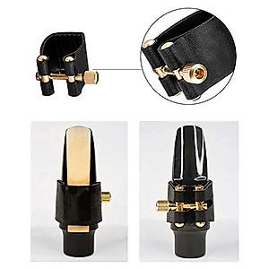 Jiayouy Professional Tenor Sax Saxophone Mouthpiece Leather Ligature Fastener Black