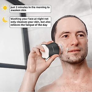 Facial Cleansing Brush - Face Cleansing Brush with 3 Replacement Brush Heads & 3 Modes, Waterproof, Type C Charging, Rotating Face Brush for Deep Cleansing, Black