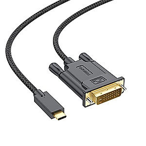 FEMORO USB C to DVI Cable 3 Feet, USB-C (Thunderbolt 3 Compatible) to DVI Cable [Support DVI 4K, 24K Gold Plated, Braided] Compatible for MacBook Pro 2016-2020, Surface Book 2, Dell XPS 13/15, Galaxy