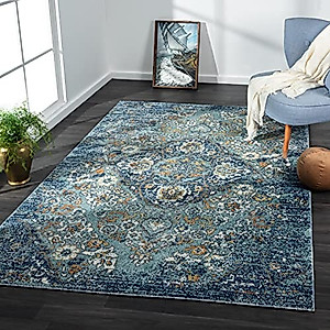 Oriental 4620 Floral Marine Blue Area Rug