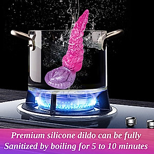 9 Inch Large Realistic Tongue Dildo from Dragon Monster Dildo Soft Silicone Big Anal Dildo with Textured Octopus Tentacles Suction Cup for Women Adult Sexy Sex Toy Anal Plug for Vaginal G-spot（Rose）