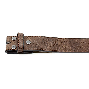 BC Belts Leather Belt Strap with Vintage Distressed Texture 1.5" Wide with Snaps (Dark Brown-L)