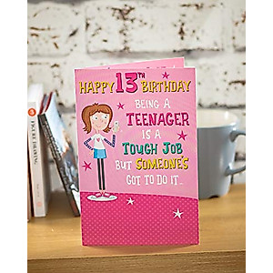 UK Greetings 13th Birthday Card - Birthday Card 13 Year Old Girl - Teenager Birthday Card, pink|yellow|peach|beige