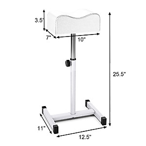 CHAOEEMY Pedicure Foot Rest Adjustable Manicure Height Technician Stand Stool with Non-Slip Legs Nail Equipment Salon Spa,White