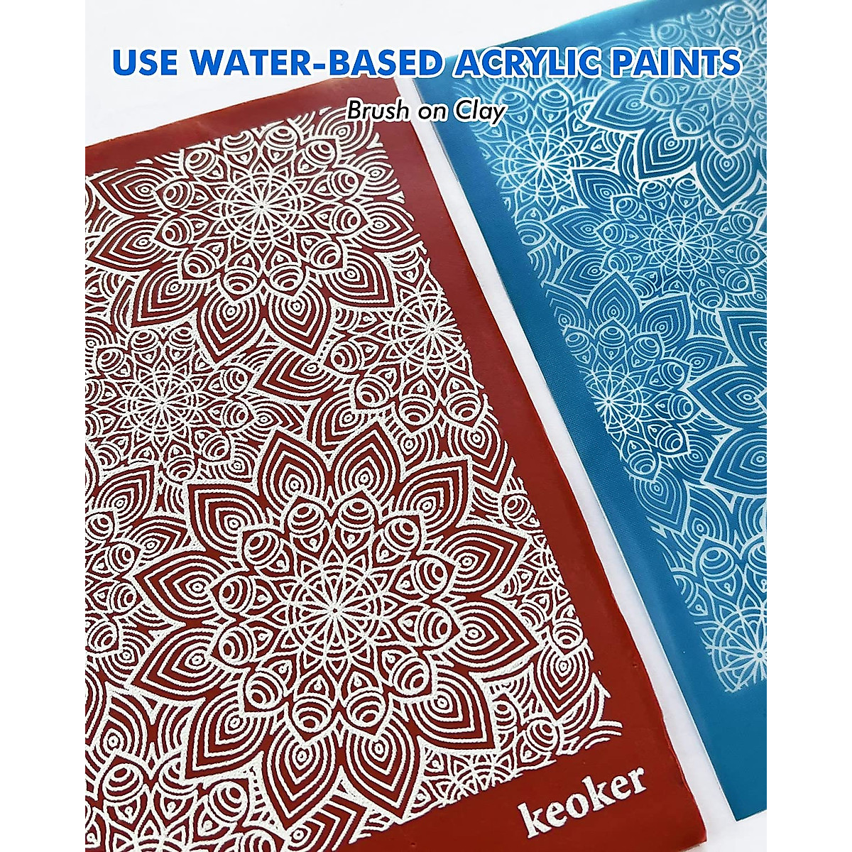Keoker Boho Silk Screen Stencils for Polymer Clay, 3PCS Aztec Silk Screen for Polymer Clay, for Printing on Jewelry Clay Earrings Decoration, Each 6" X 3.8" (Boho)