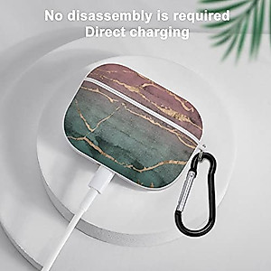 AirPods Pro Case Cover Pink Gradient Sliced Marble Rose Metallic Abstract Ombre Art Apple Airpod Pro Case TPU Shockproof Hard Case Compatible Airpods Pro Charging Case Protective Cover with Keychain