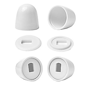 4Packs Universal Toilet Bolt Caps, Round Plastic Push-On Toilet Bowl Bolt Caps Covers, with Extra Washers for Easy installation, 1.44 Inch Height, White Color