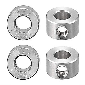 uxcell Drill Stop 1/4" I.D. Stainless Steel for Set Screws Chuck Woodworking Drill Bits Depth Holder 4Pcs