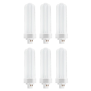 GE Lighting (case of 6) GE 93118251 Bright White 42 Watt Plug-in CFL GX24q-4 Base, 3500K Neutral Bright White, 6.4-inch F42TBX Light Bulb, 4 pin Plug-in