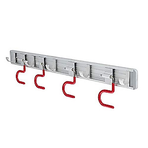 Happyyami Mop Broom Holder Wall Mounted S Type Garage Storage Hooks Heavy Duty Tools Hanger for Kitchen Closet Garage Garden Tool Organizer 4 Hangers