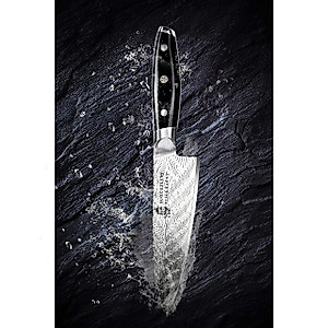 TUO Chef Knife - 7 inch Professional Kitchen Knife - Japanese Gyuto Knife - G10 Full Tang Handle - BLACK HAWK S Series with Gift Box