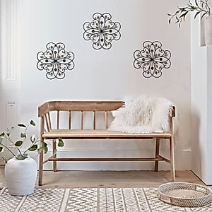 Remenna Metal Wall Art- Metal Flower Scroll Wall Art Decor Rustic Wall Decor for Bedroom Bathroom Living room Outdoor Garden… (Flower Scroll Wall Art)