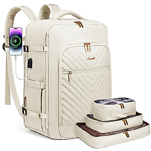 LOVEVOOK Travel Backpack,Carry On Backpack Flight Approved with Toiletry Bag,Expandable Large Laptop Backpack Women Waterproof Backpack Fit 17.3 Inch with USB Charging Port Shoes Compartment