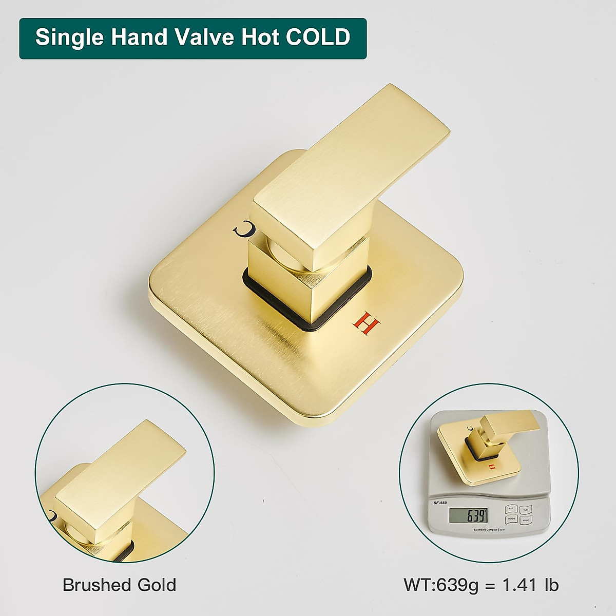 Hoimpro Adjustable Extension Shower Arm Shower System with 8 Inch Rain Shower Head Wall Mounted Shower Kit, Bathroom Rainfall Shower Faucet Fixture Combo Set with Rough-in Valve Body, Brushed Gold