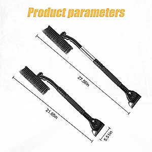 Snow Brush with Ice Scraper for Car Windshield, 26'' Extendable Rotatable Detachable Auto Window Cleaning Tool, Aluminum Body and Foam Grip, Winter Snow Removal Accessories for Most Cars (Black)