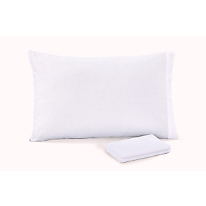 Lasimonne White Pillow Cases, 2-Pack Standard/Queen Size, Egyptian Quality Cotton Blend Luxury Percale 200TC-20x30,White